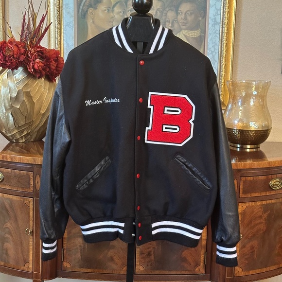 Jostens | Jackets & Coats | Jostens Black Wool Blend Varsity Jacket ...